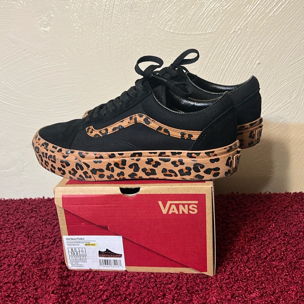 Vans Old Skool Platform Leopard Cheetah Sneakers Blac… - Gem